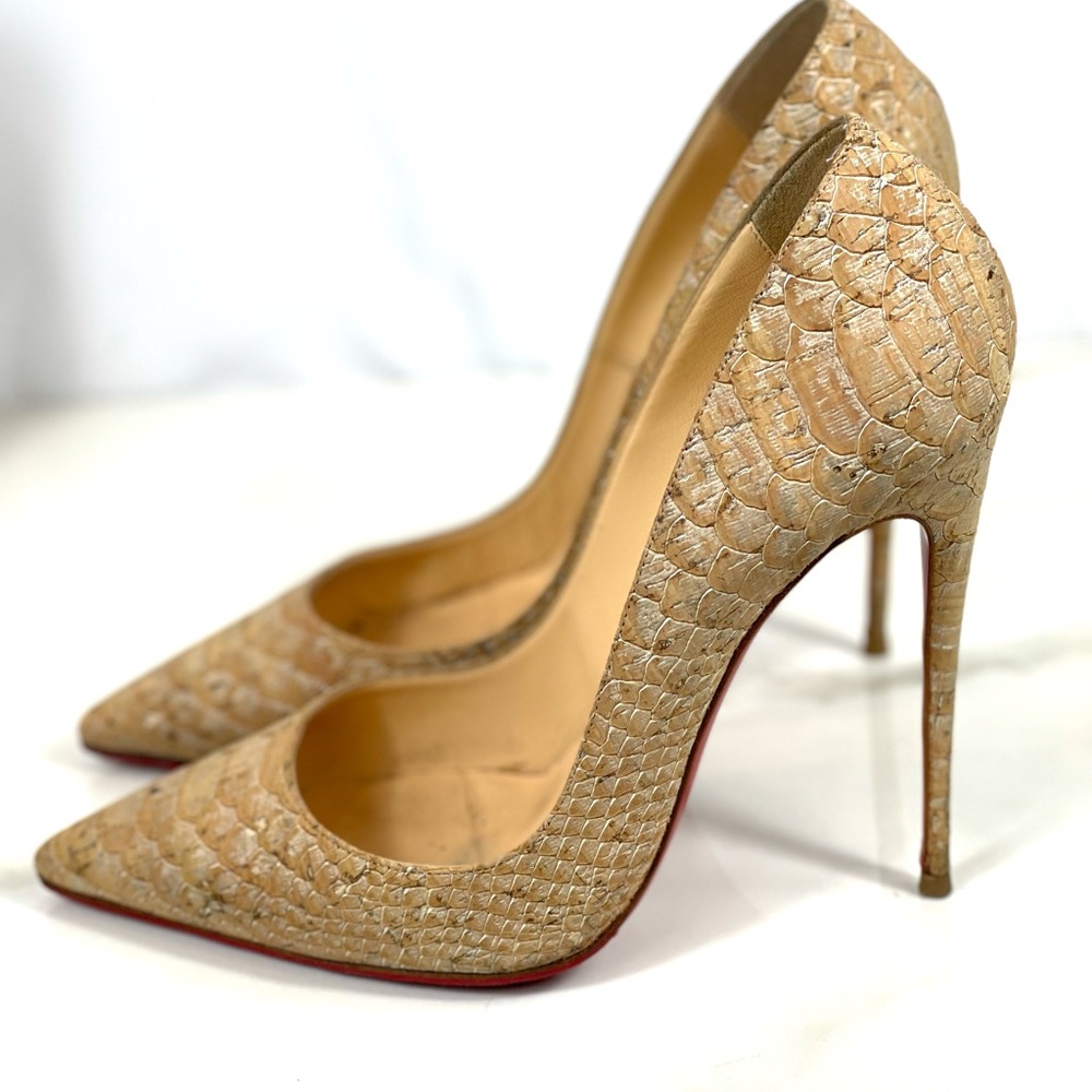 Christian Louboutin 'So Kate' Python Embossed Cork He… - Gem